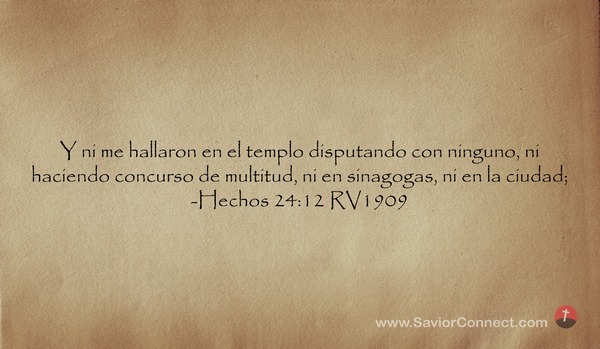 Hechos 24:12 RV1909